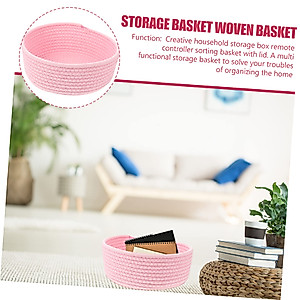 ibasenice Portable Pink Cotton Rope Woven Basket Laundry Hamper