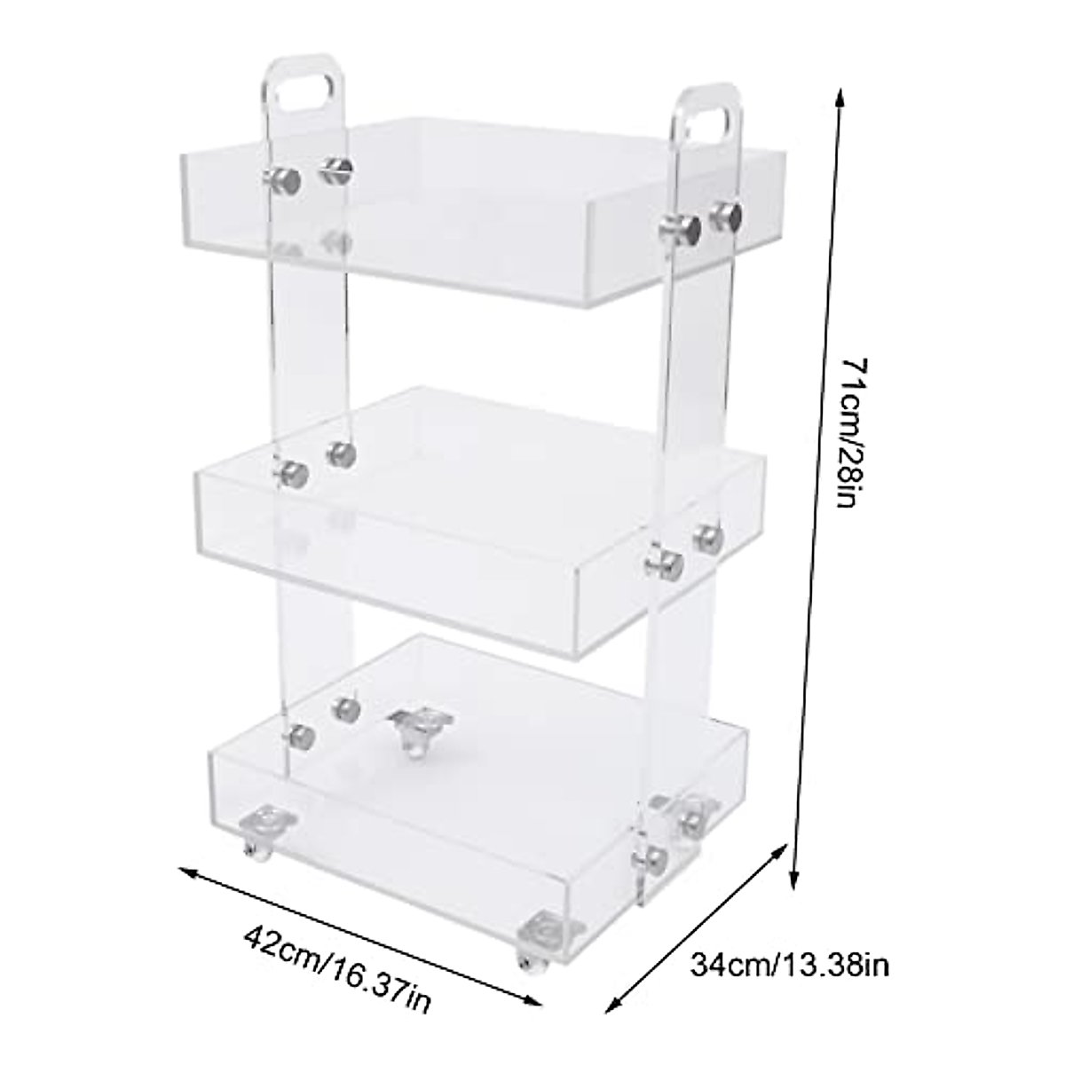 awolsrgiop 3-Tier Kitchen Storage Cart Rolling Utility Rack w/Handle Utility Mobile Shelf Mobile Slide Out Organizer Multi-Purpose Storage Rolling Cart Utility Trolley Cart on Wheels Space Saving
