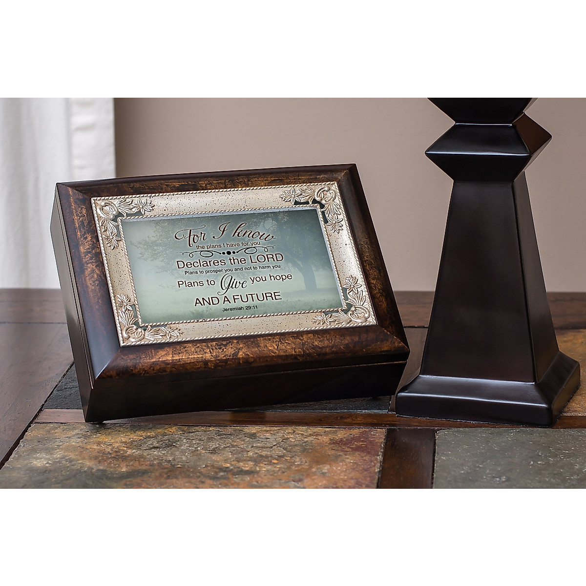 Cottage Garden Misty Meadow Tree Italian Design Jewelry Music Box Plays Amazing Grace