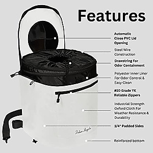 Deluxe Recycles Large Portable Trash Can for Boating and Camping | Durable and Collapsible with Inner Bin (White)