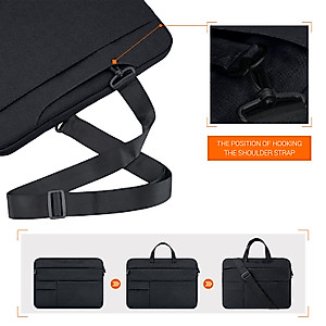 MicaYoung 14 Inch Laptop Messenger Shoulder Sleeve Bag for Asus Acer HP Chromebook 14/HP Stream 14/Latitude/Thinkpad, Lightweight Computer Carry Case Briefcase with Handle and Shoulder Strap, Black