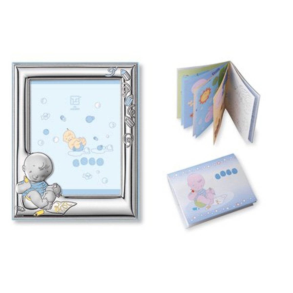 STERLING SILVER PICTURE FRAME with Booklet. 5" x 7". Made in Italy (BOY)