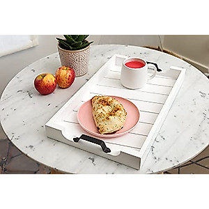 Bamboo Land- Large Wooden Serving Tray, 20”X12’’, White, Bamboo Tray, Bamboo Serving Tray, Wooden Trays for Food, Bed Tray Decor, Drink Tray, Serving Tray Wood, Wooden Tray with Handles