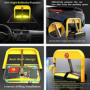 Remote Control Parking Lock, Automatic Barrier Alarmed Carport Tool Electric Parking Barrier, Mini Security Post for Driveways Carports, Parking Space Lock Folding Parking Barrier