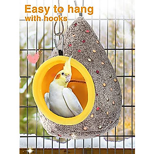 Winter Warm Bird Nest, Plush Bird Bed for Cage with Fixable Opening to Keep Shape, Parrot Hammock Snuggle House, Gift for Macaws African Grey Amazon Parrot Cockatiel