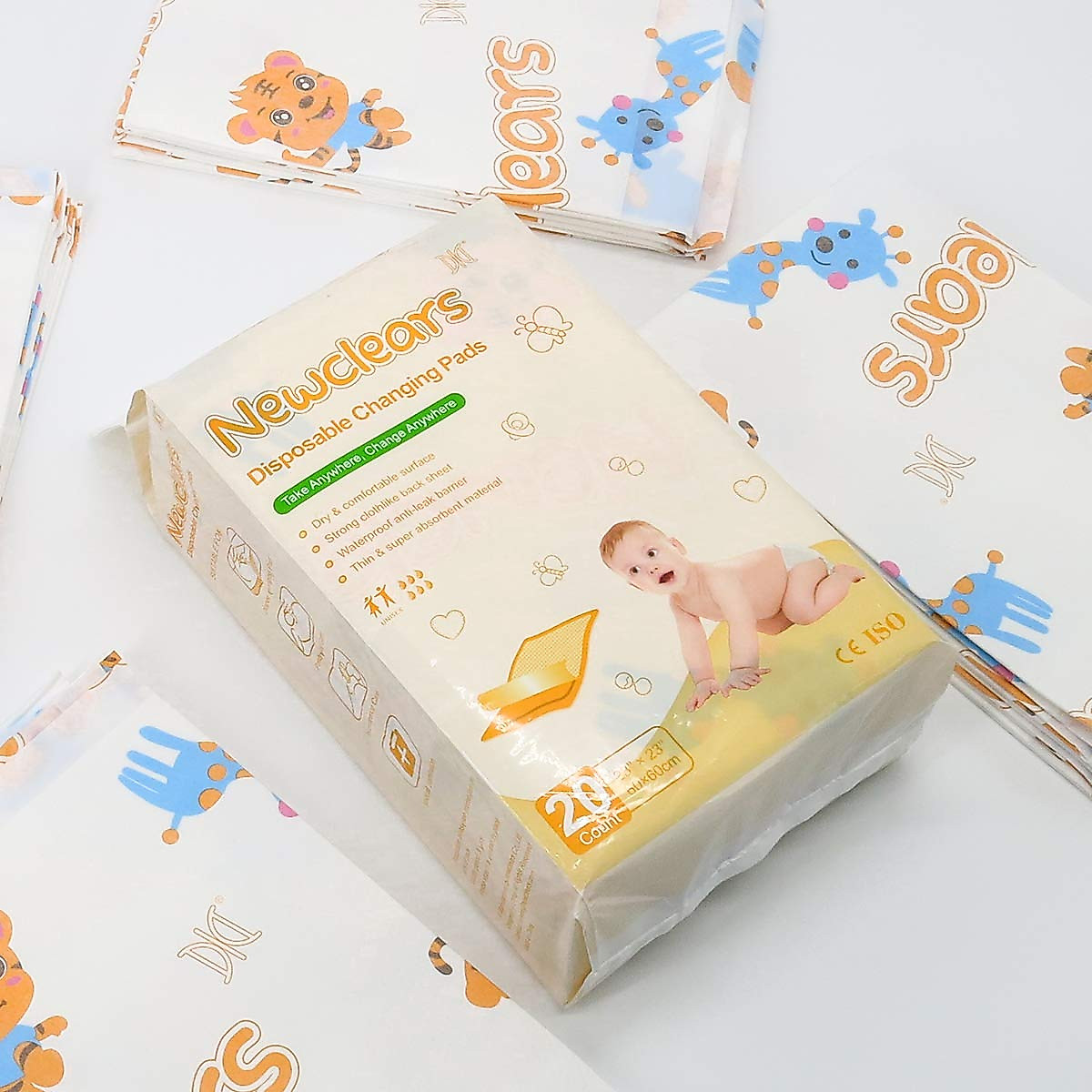 Newclears Baby Disposable Underpads Breathable Incontinence Diaper Changing Pads, 20 Count/Pack (23''x23'' - 6pack(120 Count))