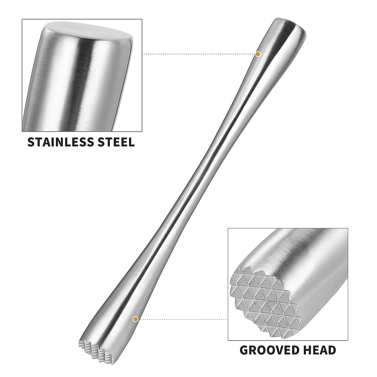 Cabilock Cocktail Muddler Kitchen Masher Tool Margarita Muddler Stainless Steel Cocktail Muddler Stainless Steel T Tool Stainless Steel Whisk Stainless Steel Muddler Drinks Extended Section