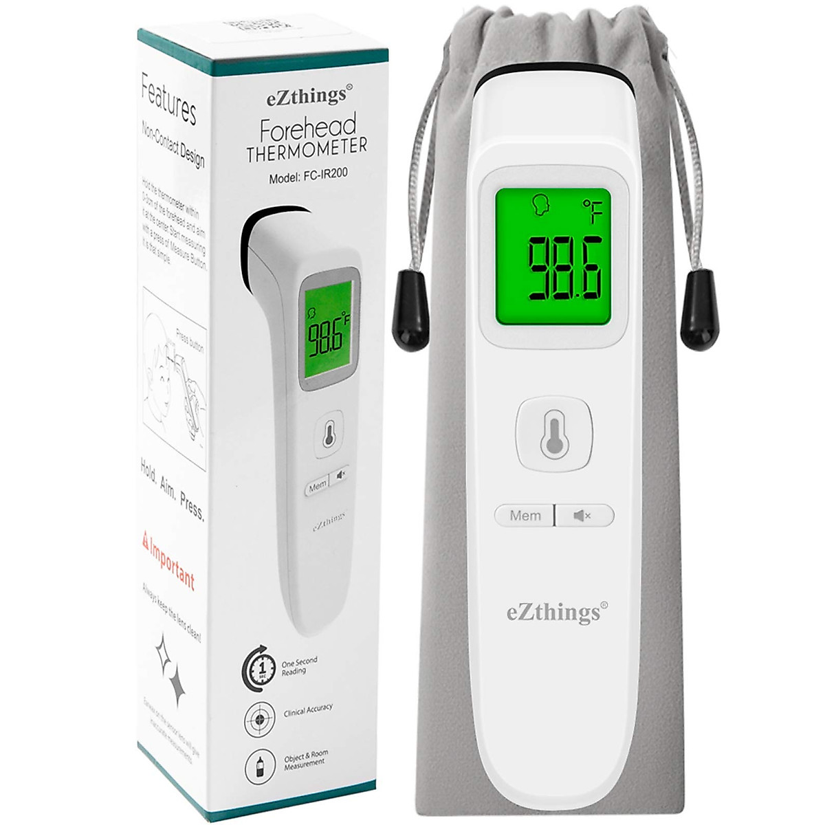 eZthings Forehead Thermometer Medical Non Touch Infrared with Fever Alarm