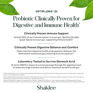 Shaklee - Optiflora® DI Probiotic -10 Billion CFUs - 4 Bacterial Strains - Bifidobacterium lactis HN019™ - Supports Intestinal Flora Balance & Regularity - Gluten, Soy & Dairy Free - 30 Capsules