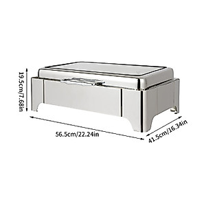 400W Stainless Steel Food Warmer Commercial Buffet Kitchen Chafing Dish with 2 Pans 9L Double Compartment Countertop Food Server Heater for Restaurant Hotels Catering Parties