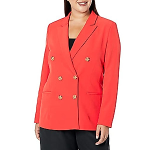 The Drop Women's Kurt Double Breasted Blazer, Lava Red, X-Large