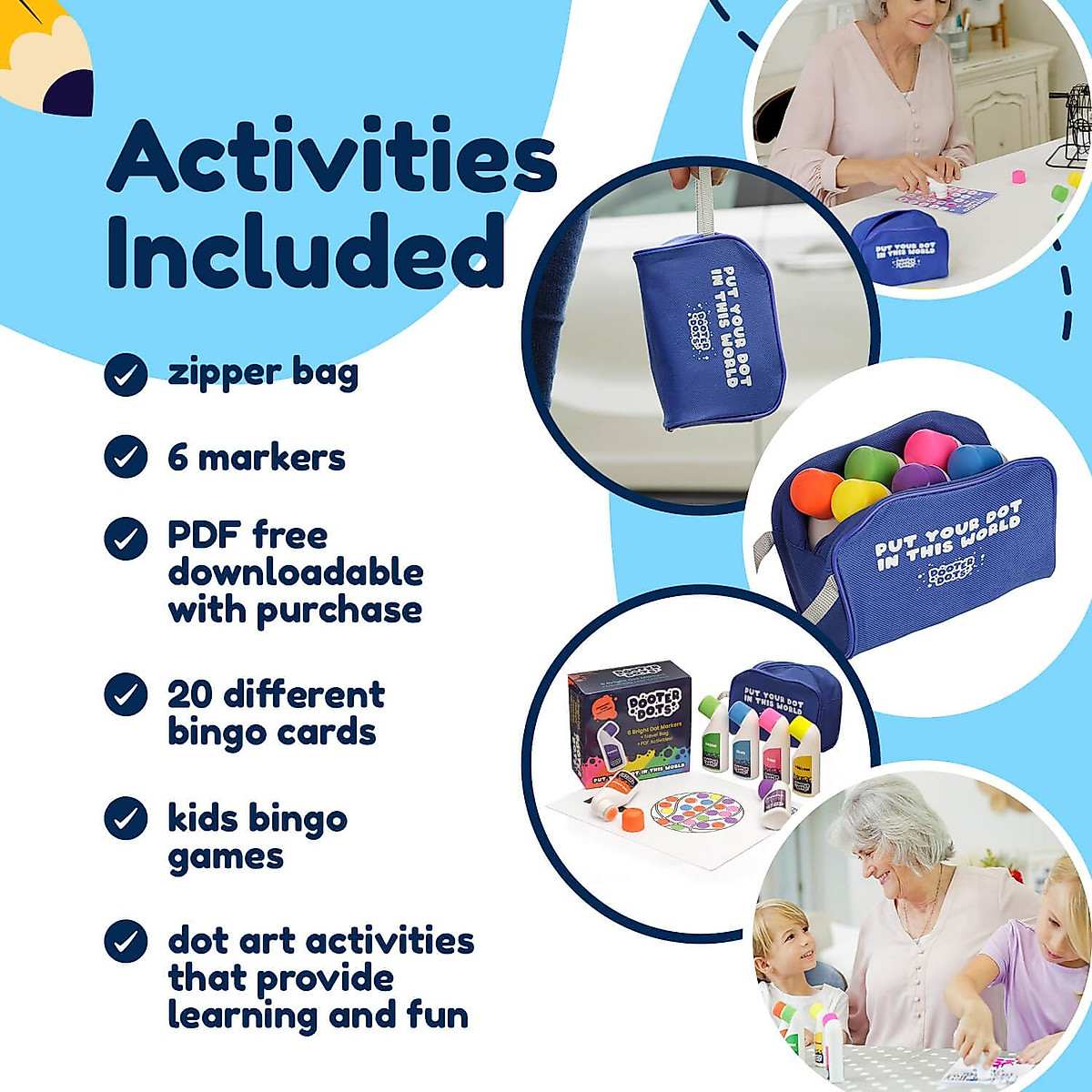 Dot Markers | Bingo Daubers Bright | Washable Art Markers for Toddlers Kids Adults | Arts and Crafts | Kids Art Supplies | Dot Paint Craft Kit | Toddler Painting Supplies | Drawing Coloring Set