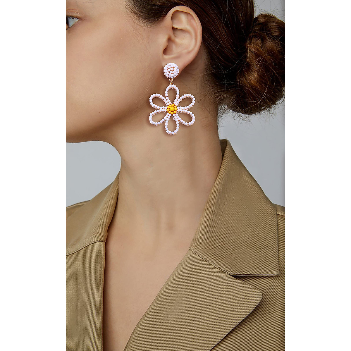 BVGA Women's flower Daisy Drop Earrings Handmade Beaded Sun Flower earrings for Parties