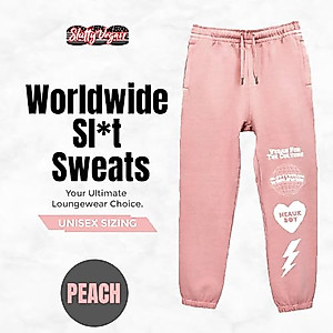 Slutty Vegan Worldwide Slut Sweatpants, Lightweight Unisex Joggers with Pocket, Fleece Sweatpants High Waisted Joggers Pants, (US, Alpha, Medium, Regular, Regular) Black