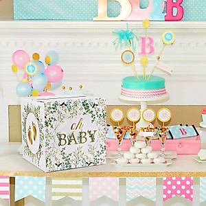 Floral Baby Shower Card Box Favors Post Box Cardboard Receiving Money Box Holder for Reception, Baby Showers, Anniversary, Baby Birthday Party Table Centerpiece Decorations