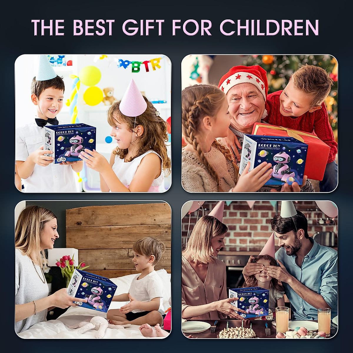 Winthai Robots Toys for Kids, 2.4Ghz Remote Control Robot Toys with Music and LED Eyes for Boys/Girls, RC Toys Gift for 3-12 Year Toddler Children Teen for Birthday Valentines Day Gifts (Pink)