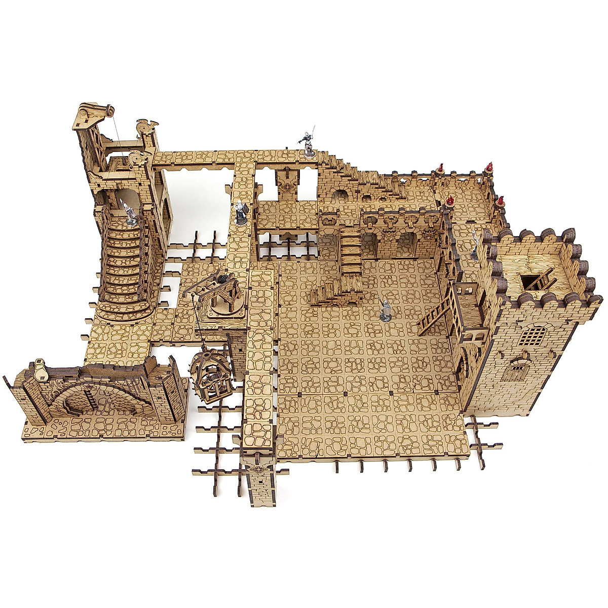 TowerRex 3D Modular Battle Map D&D Terrain Prison Buildings - DND Accessories, Set for Dungeons & Dragons, Pathfinder, Warhammer, Tabletop Battle mat Grid, Wargaming Terrain for 32mm 28mm Miniatures