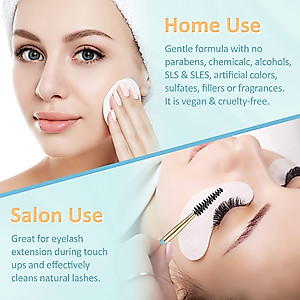 Eyelash Extension Cleanser, Lash Shampoo with 2 Brushes, Eyelash Extension Shampoo, Chamomile Eyelash Foam Cleaner, Paraben & Sulfate & Oil Free for Salon and Home Use (60ml 2 Fl Oz)