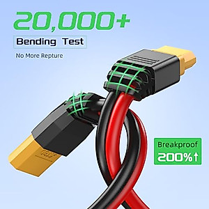 Bateria Power XT60 Extension Cable 10FT, XT60 Female to Male Connector Adapter, 12AWG Solar XT60 Extension Wire for Solar Panel RV to Portable Power Station Solar Generator RC Battery