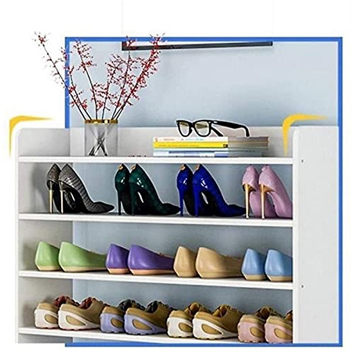 llibnn 8 Tiers Wooden Shoe Storage Shelf Adjustable Shoe Tower Cabinet for Closet Entryway Hallway Easy to Assemble (Color : B) (Color : B)