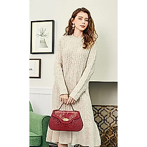 PIJUSHI Designer Crossbody Purses and Handbags for Women Crocodile Leather Satchel Bag (66522 Red)