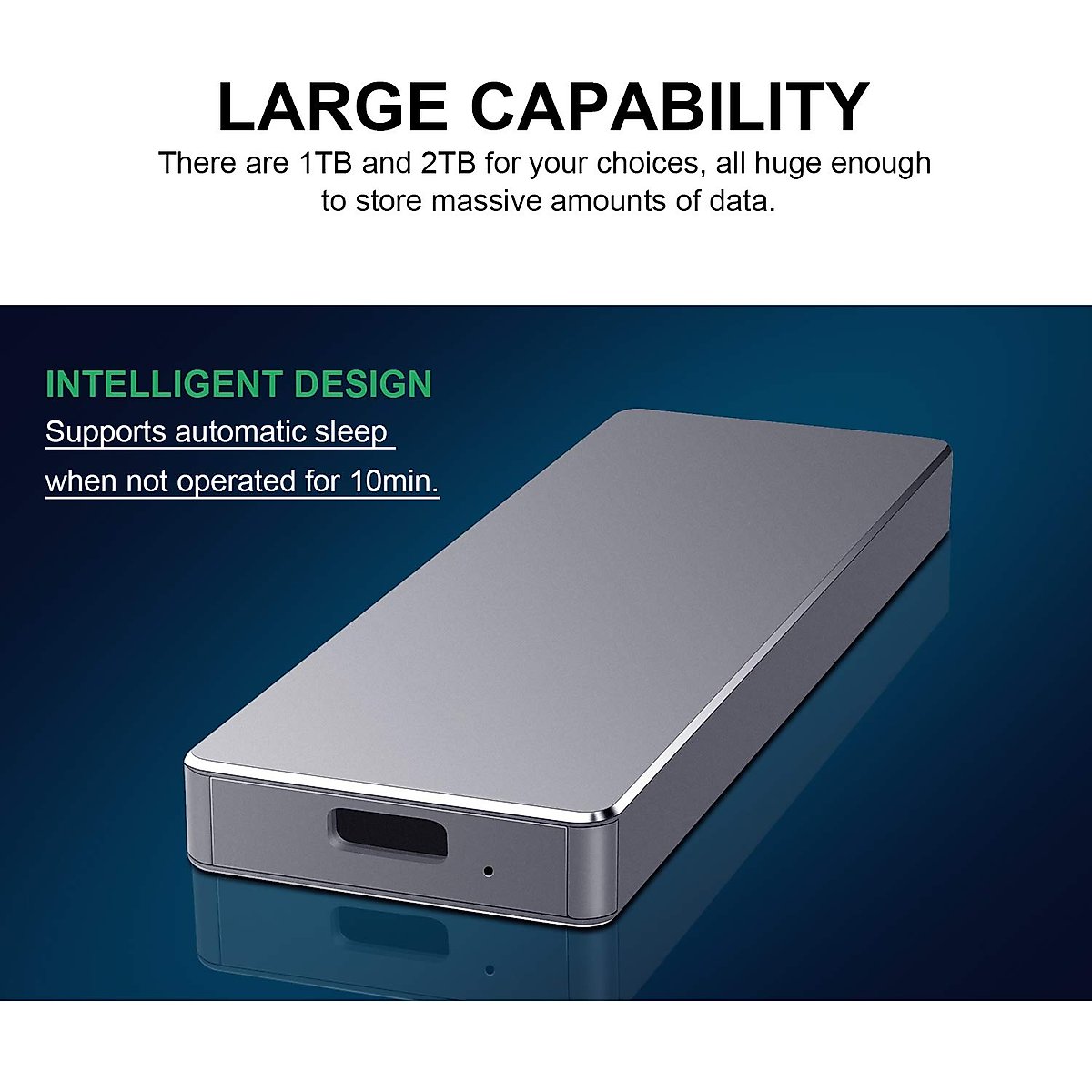 External Hard Drive 2TB Type C USB3.1 for PC, Mac, Desktop Computer Wii U, Xbox (2to, Black)