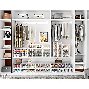 HOMIDEC 12 Pack Shoe Storage Box, Clear Plastic Stackable Sneaker Box, Shoe Organizer for Closet Under Bed Entryway(White)