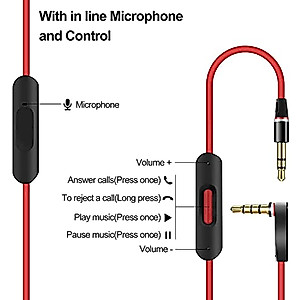 KUJOBUY Replacement Audio Cable Cord Wire Compatible with Headphones Studio Solo Pro Wireless Executive with in Line Mic and Volume Control for Headphone Headset Earphone
