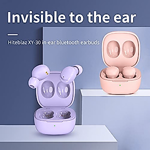 Hiteblaz Wireless Earbuds Bluetooth Headphones with Mic, Lightweight Small Buds, Premium Sound Quality, Mini Case Waterproof Earphones for Commute, Sport(Purple)
