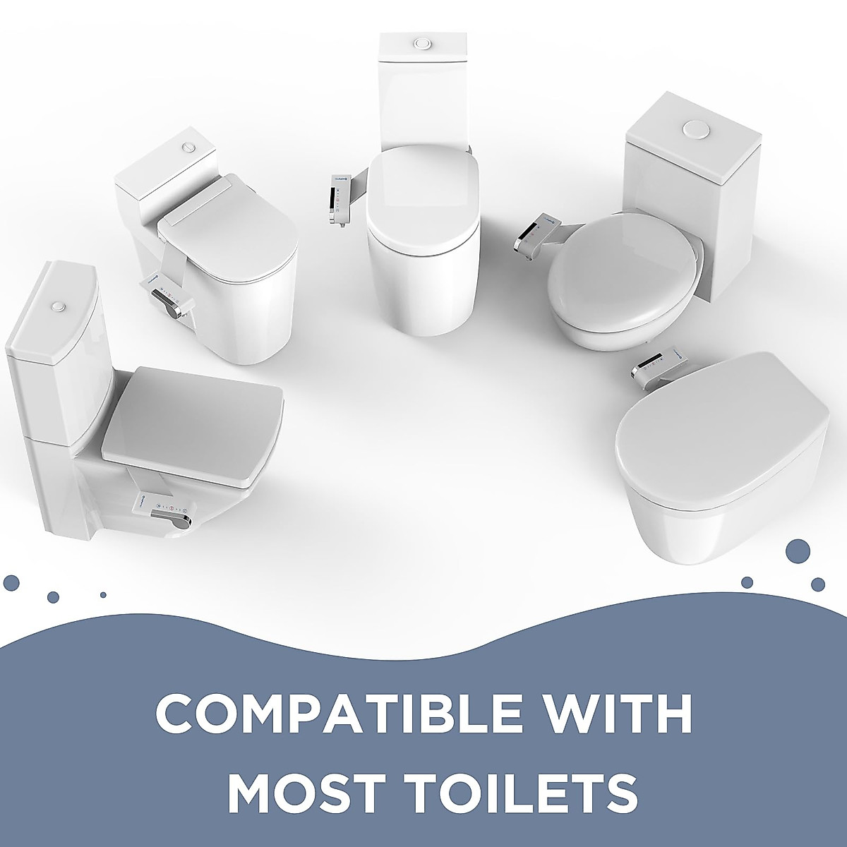 Bidet Attachment for Toilet, Toilet Bowls, Dual Nozzles Adjustable Water Pressure Bidets for Existing Toilets