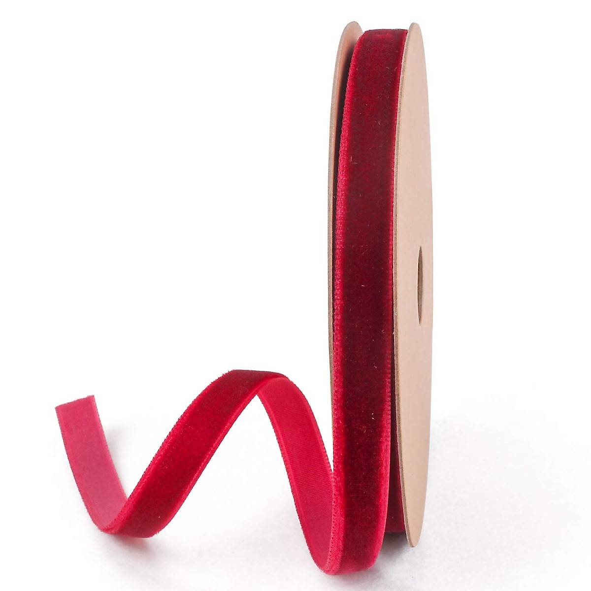 LaRibbons 3/8 Inch Wide Crushed Velvet Ribbons by 25 Yards Spool - Wine