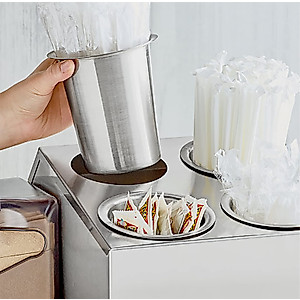 METAL MAGERY - Stainless Steel Utensil Holder - Silverware Canister, Cutlery Cylinder Container (3 Pack - Stainless Steel)