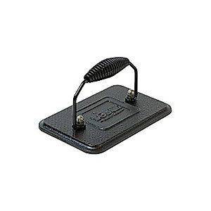 Lodge LPGI3 Cast Iron Reversible Grill/Griddle, 20-inch x 10.44-inch, Black & LGP3 Rectangular Cast Iron Grill Press, Pre-Seasoned, 6.75-inch x 4.5-inch