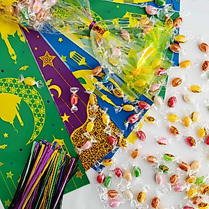 100 Pcs Ramadan Eid Goodie Bags, Ramadan and Eid Mubarak Gift Bags, Ramadan Kareem Eid Mubarak Decorations for Home Ramadan Eid Gift Treat Cellophane Candy Bags for Islamic Muslim Party Favor Supplies
