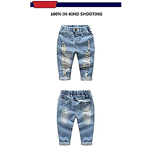 TJTJXRXR Little Baby Boys Girl Ripped Western Jeans Kids Girls Friend Style Denim Pants (2-3Years, Blue)