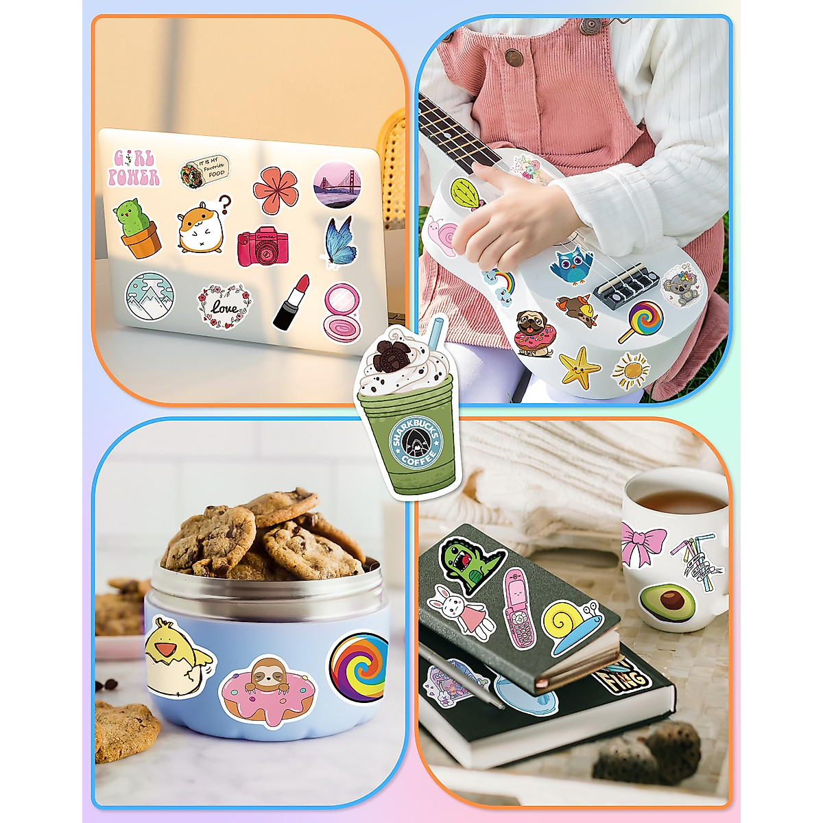 Sticker for Water Bottles, 300 Pcs/Pack Cute Vinyl Waterproof Vsco Laptop Stickers for School Students Gifts Classroom Teachers Prizes Stickers for Kids Teens Girls