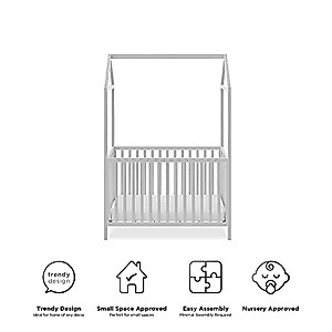 Little Seeds Rowan Valley Skyler 3-in-1 Convertible Crib with Canopy, Dove Gray