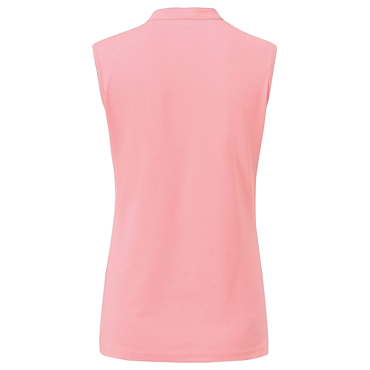 BGOWATU Women's Golf Polo T-Shirts Sleeveless V Neck Collarless Tennis Shirts UV Protection Quick Dry Lightweight Pink L