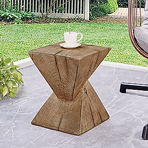Ball & Cast Faux Wood Stump End Table Concrete Accent Side Table MgO Sofa Table Stand Stool, Natural Set of 1