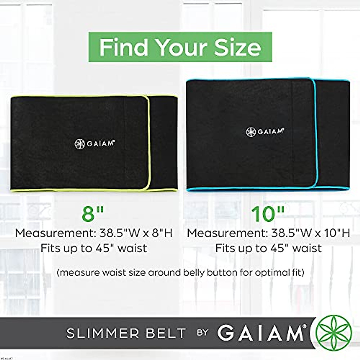 Gaiam Waist Trainer for Women and Men - Slimmer Belt and Sweat Band for Lower-Back Support and Activated Core - Reinforced, Adjustable, and Durable Construction - 8" W, 38.5" L