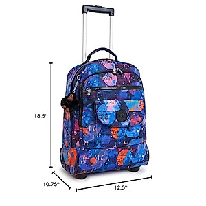 Kipling Women's Sanaa Large Rolling Backpack, Adjustable Padded Straps, Slide-Up Handle, Crinkle Nylon Backpack
