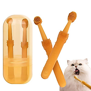 2Pcs Small Dog & Cat Toothbrush Kit with Storage Box, Soft Silicone Cat Dog Tooth Brushing Kit, Tongue Cleaner for Pet Tooth Brushing | Easy to Handle | Deep Clean for Toothbrush for Dogs Small Breed