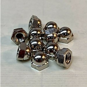 (100) 1/4"-20 Solid Brass Nickel Plated Cap Acorn Nuts Bright Chrome Color 7/16"