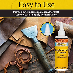 Fiebing's Leathercraft Cement - Leather Glue (4oz) - Quick Drying, High Strength, Flexible Adhesive w/Permanent Bonding for Craft or Repair for Leather Jackets, Shoes, Wallets, Furniture - Non-Toxic
