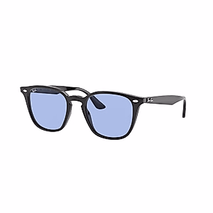 Ray-Ban RB4258F Low Bridge Fit Square Sunglasses, Black/Blue, 52 mm