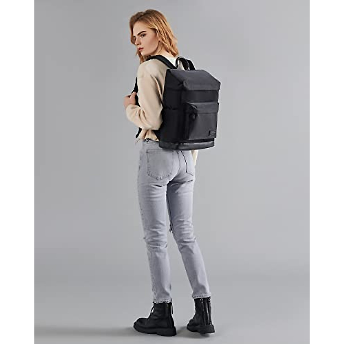 HotStyle ADMETA Casual Daypack College Backpack Aesthetic Bookbag, Black