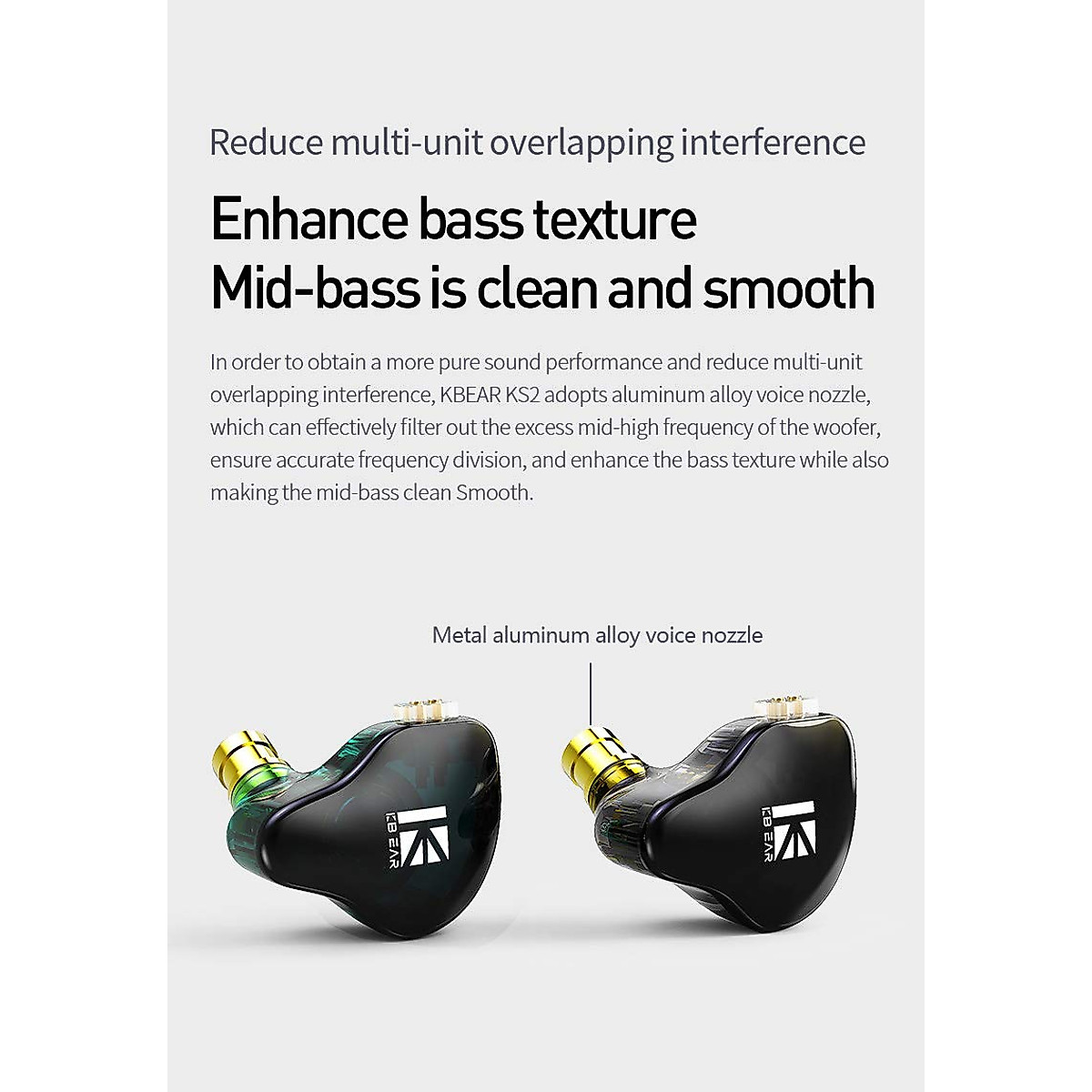 KBEAR KS2 iem, in Ear Monitor Headphones Hybrid 1BA 1DD Wired Earbuds Stereo Bass HiFi IEM Earphone Noise Cancelling High Resolution with Detachable Cable for Running Gaming Sport(without mic, Black)