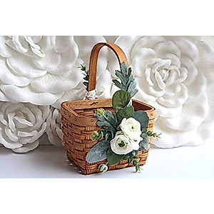 Willow Basket, Flower Girl Basket, Willow Flower Basket, Rustic Flower Girl Baskets, Decorated Basket, Wood Wedding Baskets, Flower Baskets (Pillow Personalized)