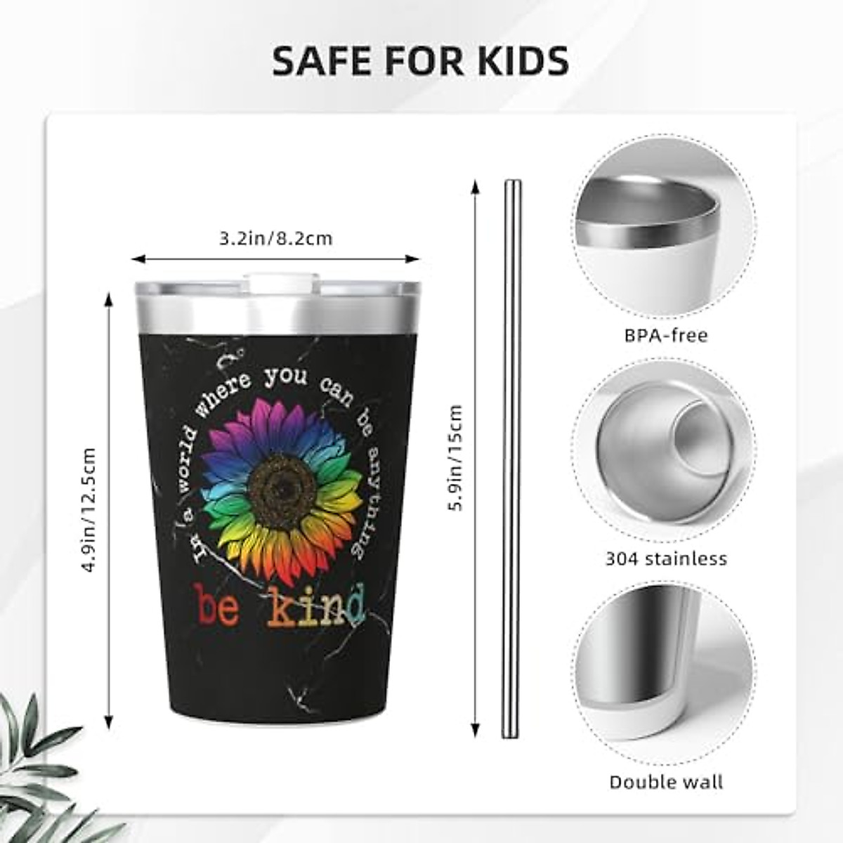 Gay Pride Stuff LGBTQ Accessories Gifts For Women Men 12oz Insulated Stainless Steel Tumbler Coffee Tumbler with Lid and Straw Double Wall Vacuum Travel Mug Tumbler Cup-E