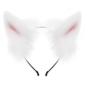 HAOAN Handmade Faux Fur Fox Wolf Ears Headband Halloween Christmas Cosplay Party Costume Accessories